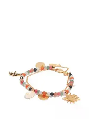 Bimba Y Lola Double Sun And Moon Brushed Bracelet - Gold