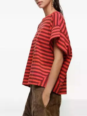 Bimba Y Lola Striped Cropped T-shirt With Embroidered Logo - Red