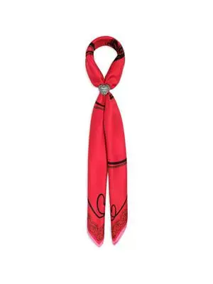 Bimba Y Lola Heart-print Scarf With Charm - Red