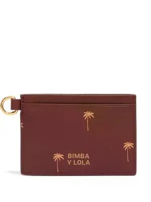 Bimba Y Lola Palms Small Leather Card Holder - Brown