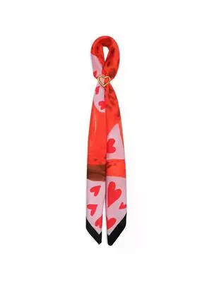 Bimba Y Lola Heart-print Scarf With Charm - Red