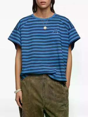 Bimba Y Lola Striped T-shirt With Embroidered Logo - Blue