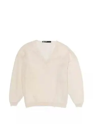 Bimba Y Lola Lace-trim V-neck Top - Neutrals