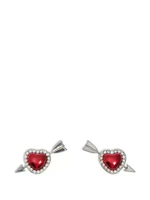 Bimba Y Lola Heart And Arrow Crystal-embellishments Earrings - Silver
