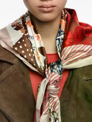 Bimba Y Lola Floral-print Scarf - Brown