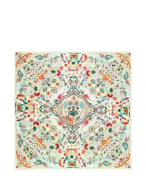 Bimba Y Lola Tropical Birds Floral Scarf - Neutrals