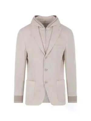 Eleventy Hooded Cotton Blazer - Neutrals