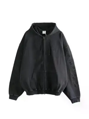 Vetements Hooded Embossed Zip-up Hoodie