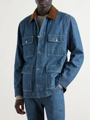 Loro Piana Austin Corduroy-trimmed Denim Jacket