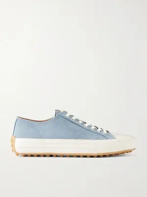 TOD'S Cassetta Leather-trimmed Nubuck Sneakers - Blue
