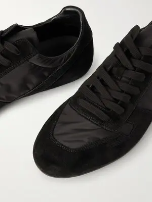 Rick Owens Minimal Suede And Nylon Sneakers - Black