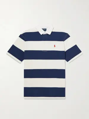 Polo Ralph Lauren Striped Cotton-jersey Polo Shirt - Blue