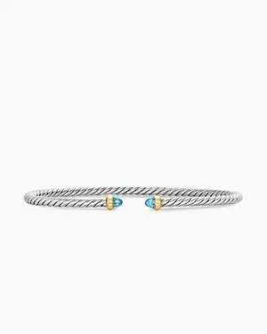David Yurman Sterling Silver And 14k Yellow Gold Bracelet - Blue Topaz
