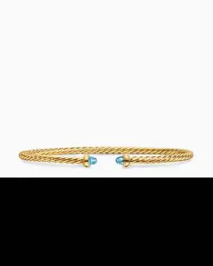 David Yurman Micro Cablespira® Flex Bracelet In 18k Yellow Gold With Rhodolite Garnets - Blue Topaz