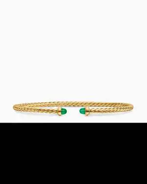 David Yurman David Yurman Micro Cablespira® Flex Bracelet In 18K Yellow Gold With Emeralds Emerald