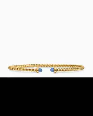 David Yurman Micro Cablespira® Flex Bracelet In 18k Yellow Gold With Rhodolite Garnets - Light Blue Sapphire