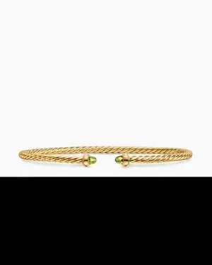 David Yurman Micro Cablespira® Flex Bracelet In 18k Yellow Gold With Rhodolite Garnets - Peridot