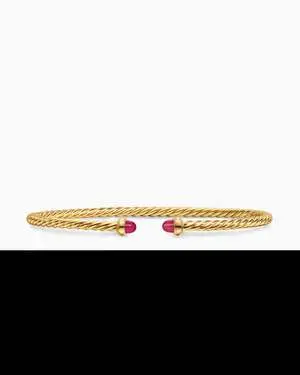 David Yurman Micro Cablespira® Flex Bracelet In 18k Yellow Gold With Rhodolite Garnets - Ruby