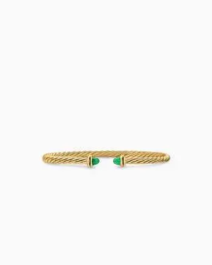 David Yurman 18k Yellow Gold Cablespira® Flex Teen Bracelet With - Emerald