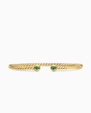 David Yurman 18k Yellow Gold Cablespira® Flex Bracelet With Sapphires - Emerald