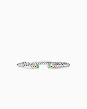 David Yurman Micro Cable Flex Teen Bracelet With Rubies - Aquamarine