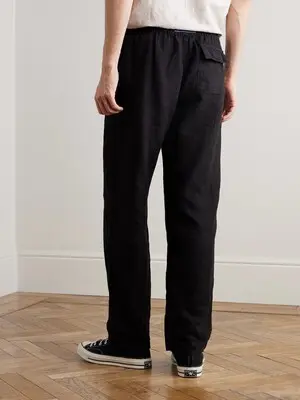 Vilebrequin Pacha Straight-leg Linen Drawstring Trousers - Black