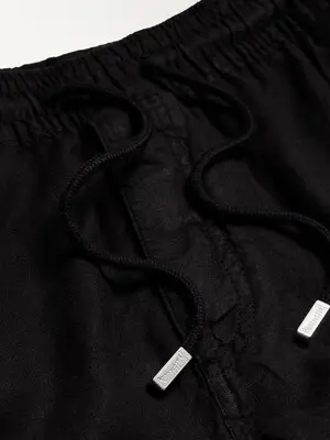 Vilebrequin Pacha Straight-leg Linen Drawstring Trousers - Black