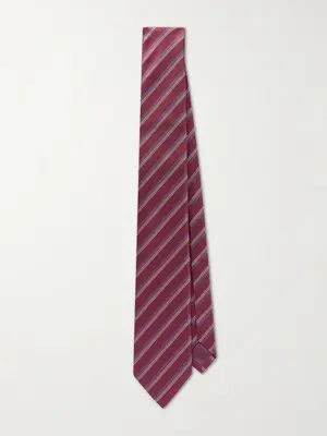 Charvet 8.5cm Striped Silk-jacquard Tie - Burgundy