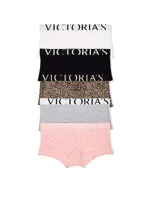 Victoria's Secret 5-pack Exploded Logo Cotton Boyshort Panties - Print