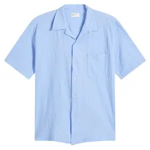 Universal Works Seersucker Shirting Road Shirt - Sky Blue
