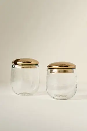 Anthropologie Artisan Cream And Sugar Set - Clear