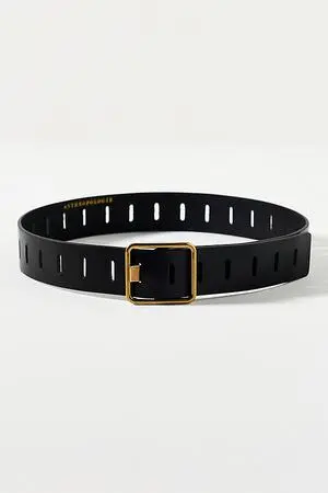 Anthropologie Notched Square Buckle Belt - Black