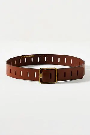 Anthropologie Notched Square Buckle Belt - Brown