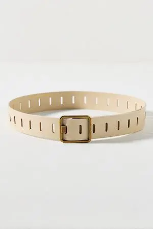 Anthropologie Notched Square Buckle Belt - Cream