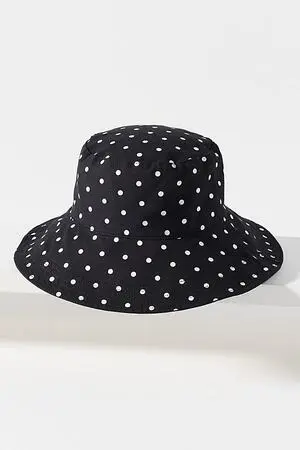 Anthropologie Polka Dot Bucket Hat - Black