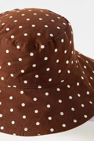 Anthropologie Polka Dot Bucket Hat - Brown