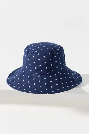Anthropologie Polka Dot Bucket Hat - Navy