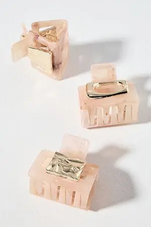 Anthropologie Square Mi Claw Clips, Set Of 3 - Cream