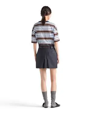 Prada Striped Lisle Cotton T-shirt - Ebony/celeste