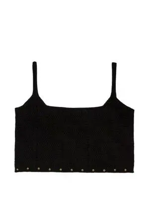 A PAPER KID Studded Knitted Top - Black