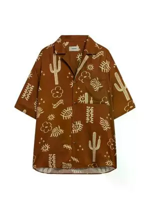 A PAPER KID Cactus Pattern Shirt - Brown