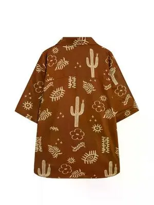 A PAPER KID Cactus Pattern Shirt - Brown