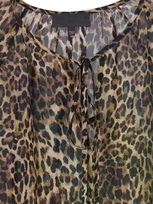 NILI LOTAN Leopard-print Tie-neck Blouse