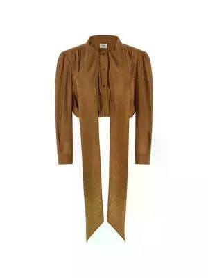 Saint Laurent Tie-neck Cropped Blouse