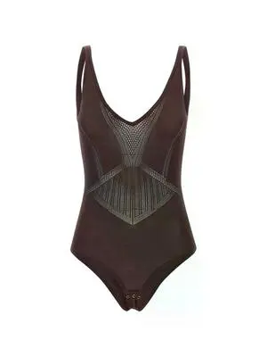 Elisabetta Franchi Openwork Bodysuit Brown