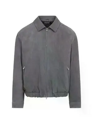 Brunello Cucinelli Suede Zip Jacket - Grey