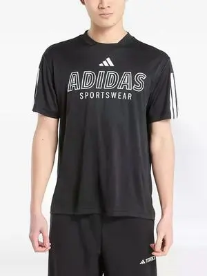 Adidas Logo Print Short Sleeve T-shirt - Black