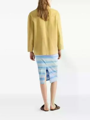 Prada Suede Caban Jacket With Notched Lapel - Yellow
