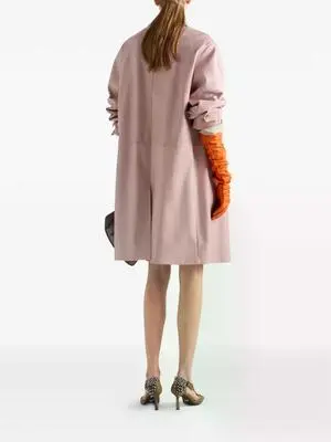 Prada Nappa Leather Single-breasted Coat - Pink