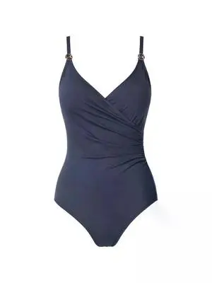 Michael Kors Logo V-neck One-piece Swimsuit - Blue